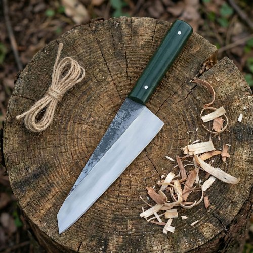 Culinary Verdant - Hand Forged Carbon Steel Chef Knife With Micarta ...